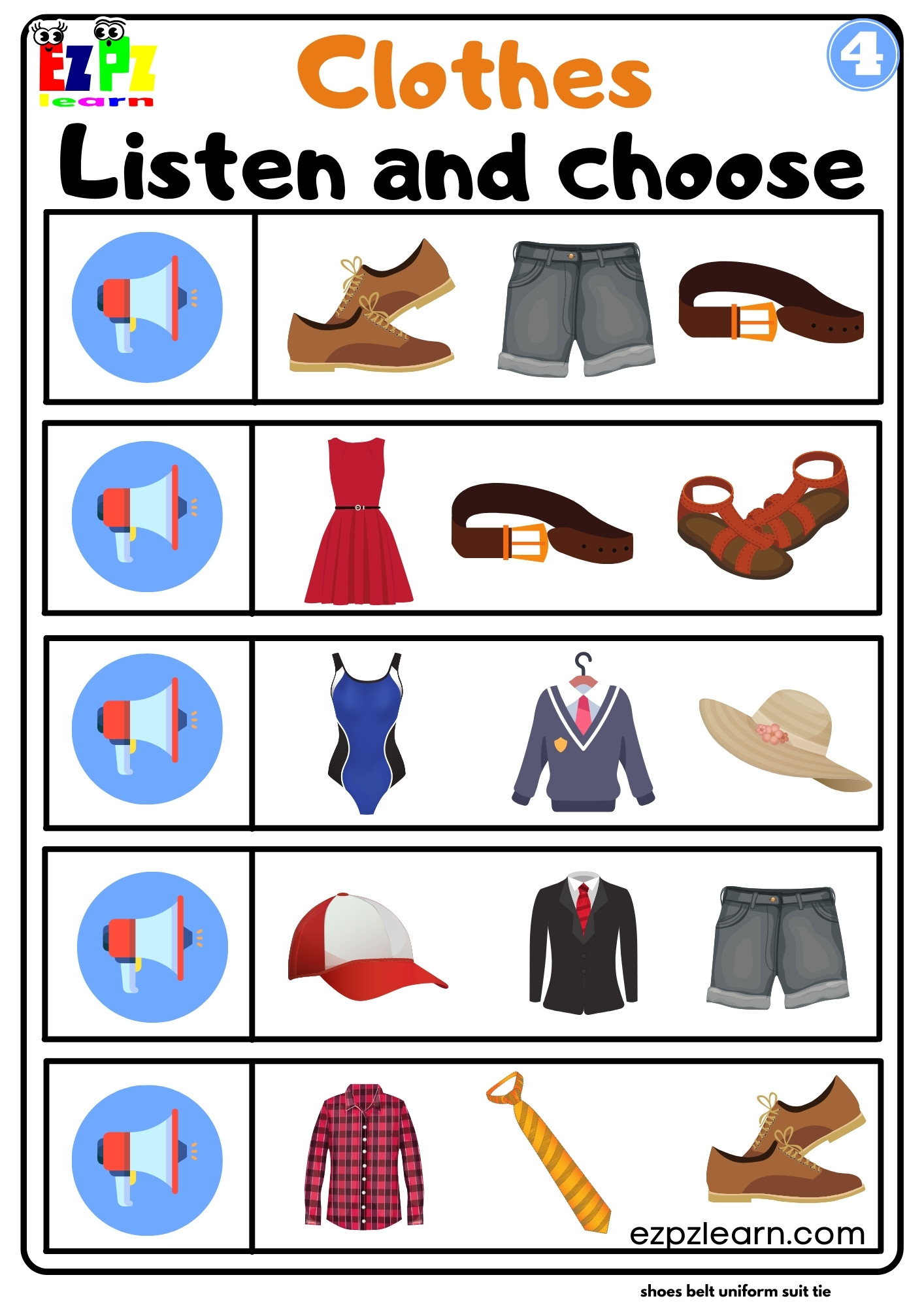 Interactive Clothes Worksheet Listen and Choose the Correct Images ... Interactive Clothes Worksheet Listen and Choose the Correct Images ...